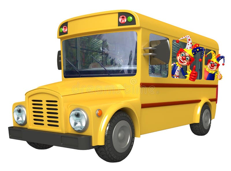 Clown School Bus Mascot Cartoon Stock Vector - Illustration of mascot ...
