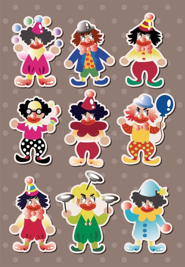 Clown stickers stock vector. Illustration of comedian - 26852415