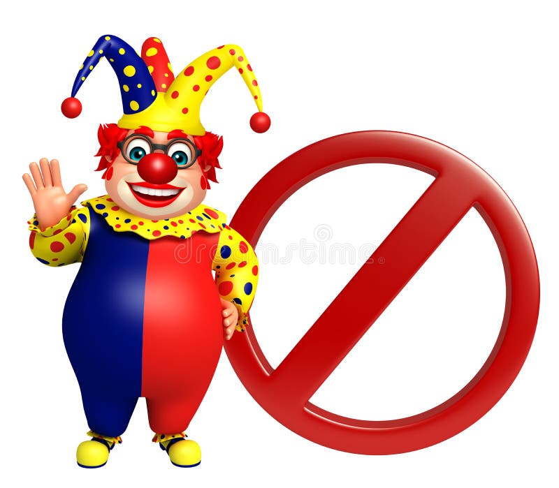 Clown with Stop sign stock illustration. Illustration of celebration ...