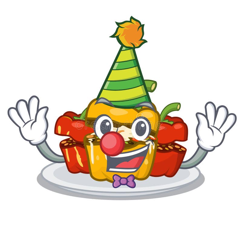 Clown Stuffed Pepper in the Character Shape Stock Vector - Illustration ...