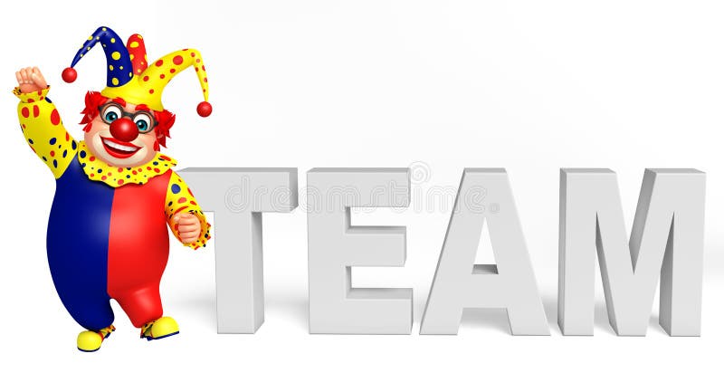 Clown with Team sign stock illustration. Illustration of smile - 77532208