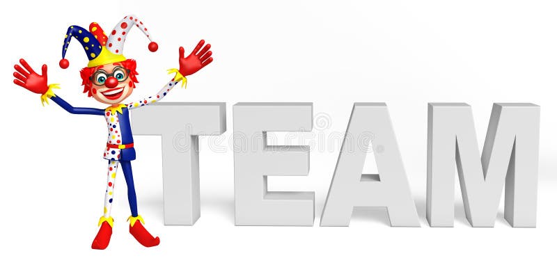 Clown with Team sign stock illustration. Illustration of mask - 77538484