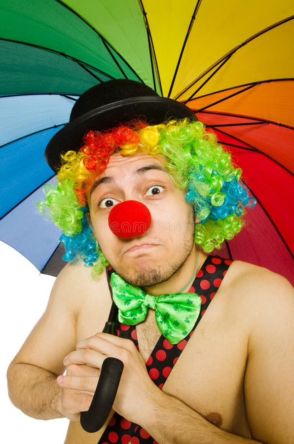 Clown with umbrella stock photo. Image of circus, buffoon - 41708218