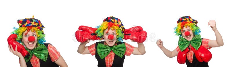 The Clown in Various Poses Isolated on White Stock Photo - Image of ...