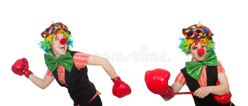 The Clown in Various Poses Isolated on White Stock Image - Image of ...