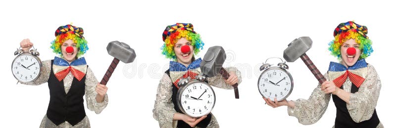 The Clown in Various Poses Isolated on White Stock Image - Image of ...