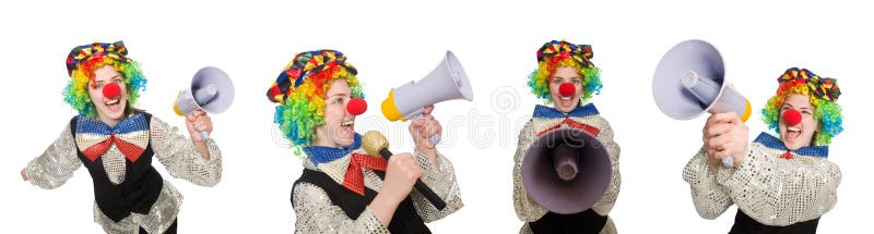 The Clown in Various Poses Isolated on White Stock Image - Image of ...