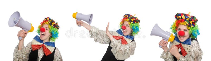 Clown in Various Poses Isolated on White Stock Photo - Image of ...