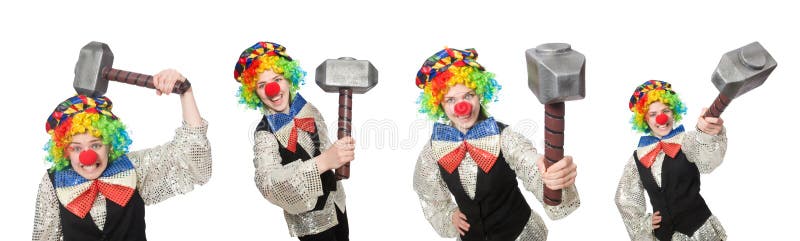 Clown in Various Poses Isolated on White Stock Image - Image of ...