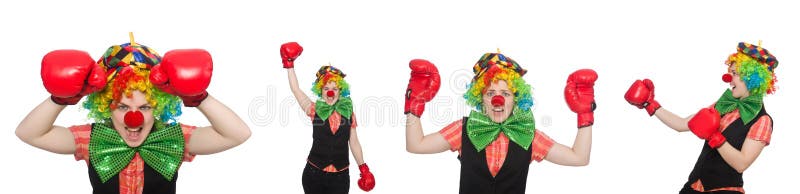The Clown In Various Poses Isolated On White Stock Image - Image of ...