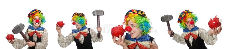 The Clown in Various Poses Isolated on White Stock Photo - Image of ...