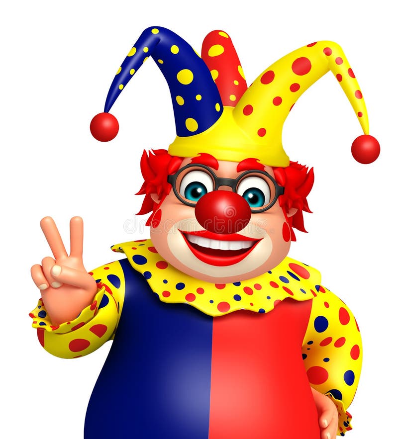 Clown with Victory pose stock illustration. Illustration of comic ...
