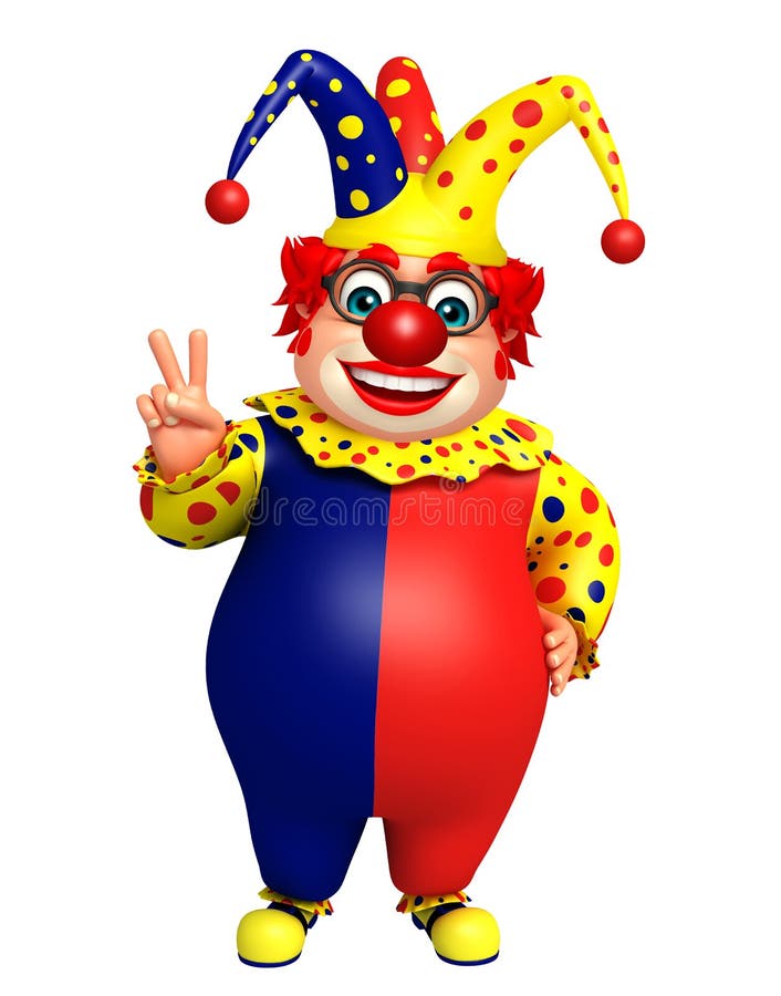 Clown with Victory pose stock illustration. Illustration of comic ...