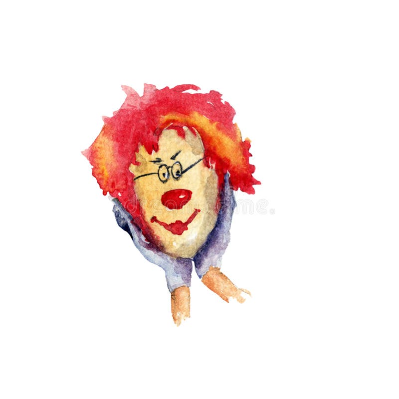 Clown, Watercolor Illustration Stock Illustration - Illustration of ...