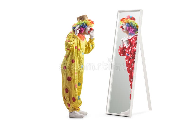 Clown Looking at Another Clowin in a Mirror Reflection Stock Image ...
