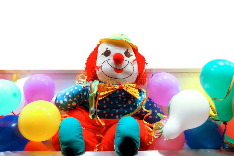 Clown Zwischen Farbigen Ballonen Stockbild - Bild von feier, regenbogen ...