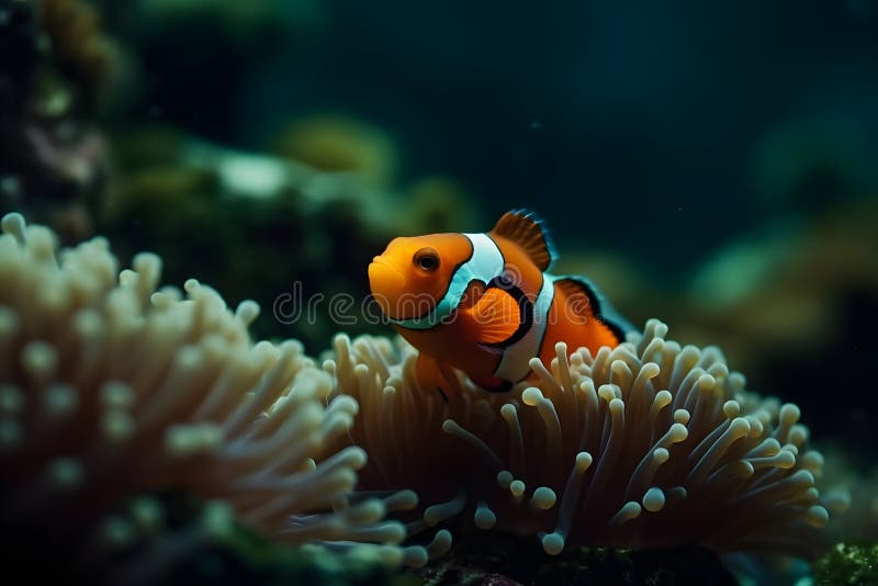 Clownfish Marine Life Anemone Reef. Neural Network AI Generated Stock ...