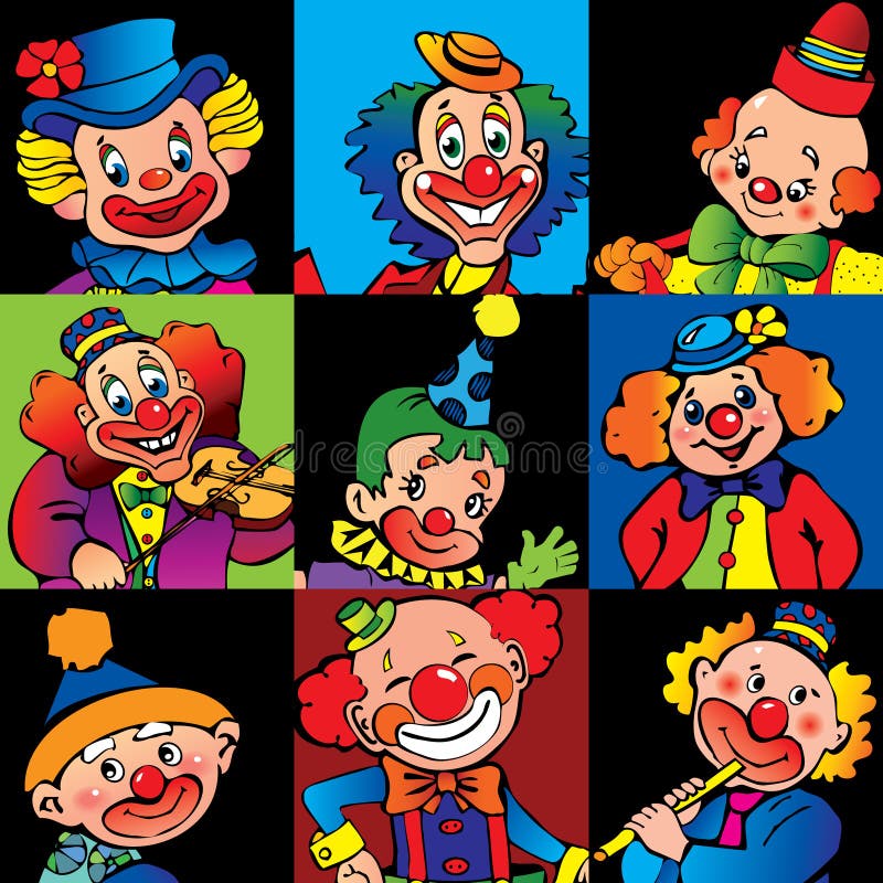 Different clowns stock vector. Illustration of bright - 28961284