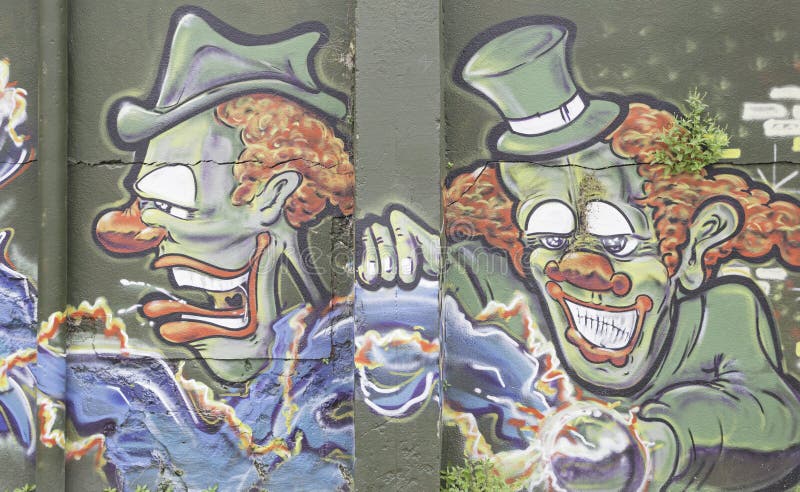 Clowns graffiti editorial photography. Image of paint - 42512337