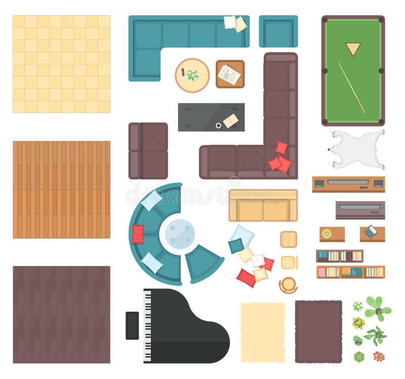 Club Interior Elements - Set of Modern Vector Objects Stock Vector ...