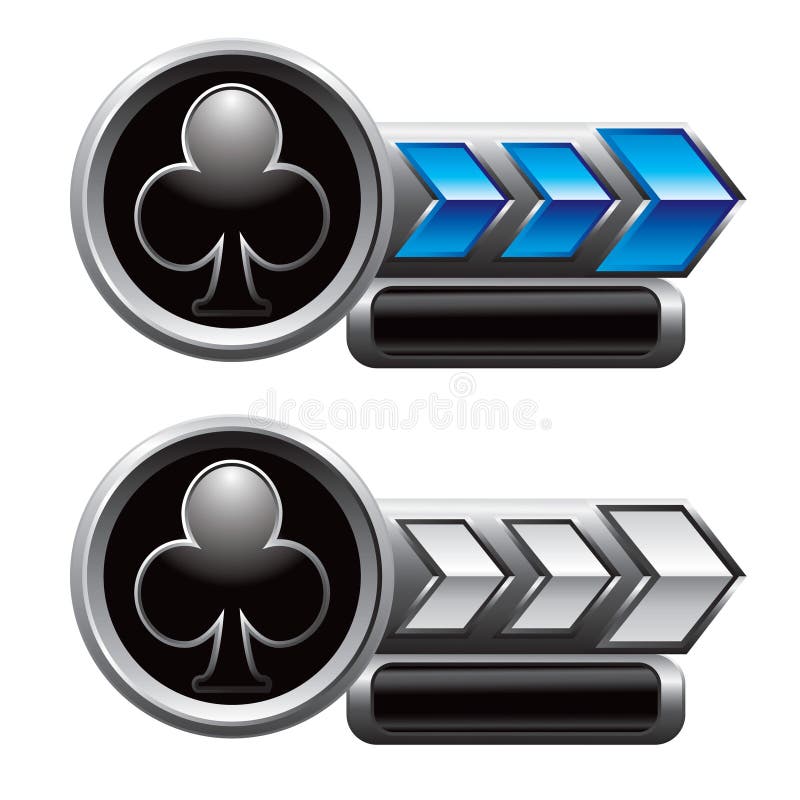 Playing Card Club Suit on Checkered Arrow Banners Stock Vector ...