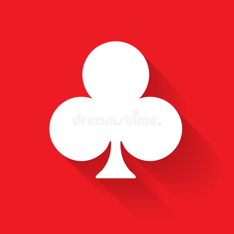 Club Poker Suit Symbol. White Sign on Red Background Stock Vector ...