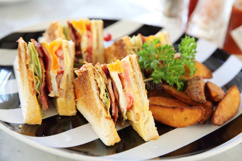 Club sandwich stock image. Image of dish, salad, club - 136984879