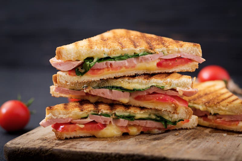 Club Sandwich Panini with Ham Stock Photo - Image of food, sandwich ...