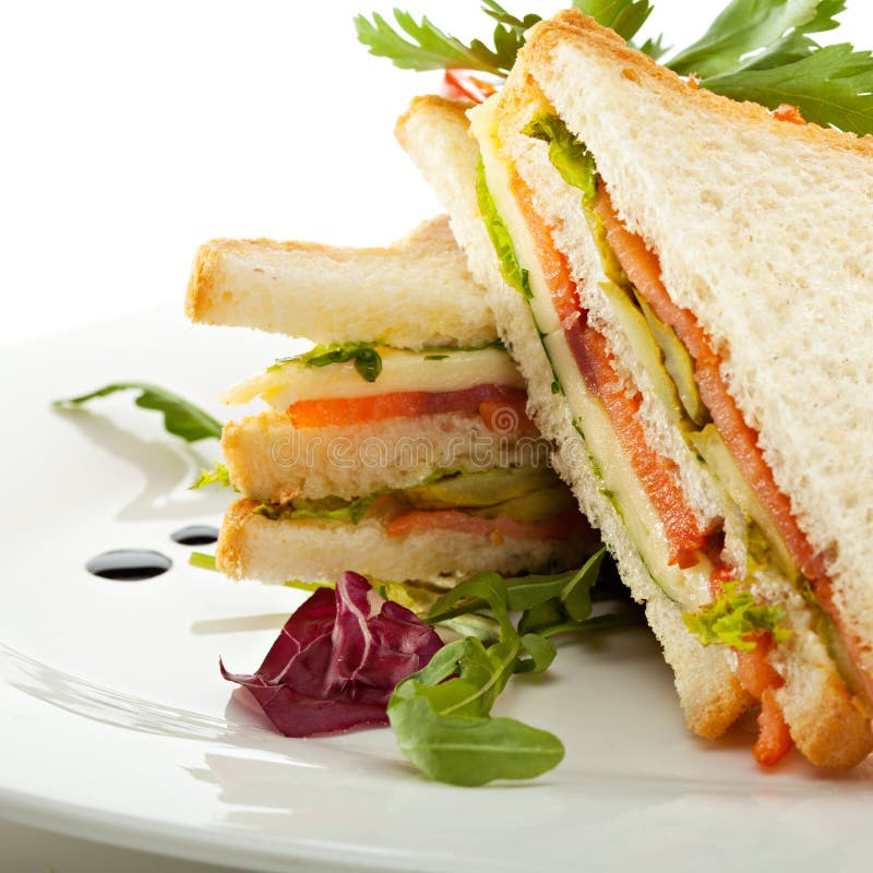 Tuna club sandwich stock photo. Image of pickle, edible - 1711828