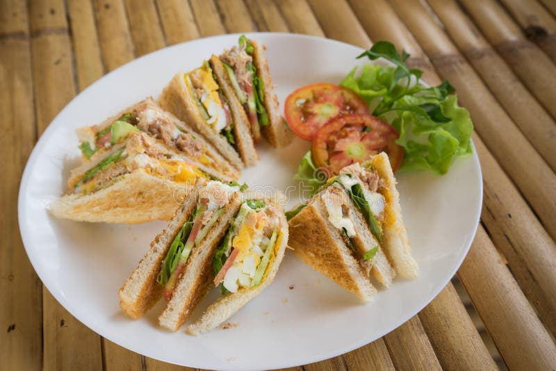 Club Sandwich in White Dish Stock Image - Image of slice, healthy: 63791237