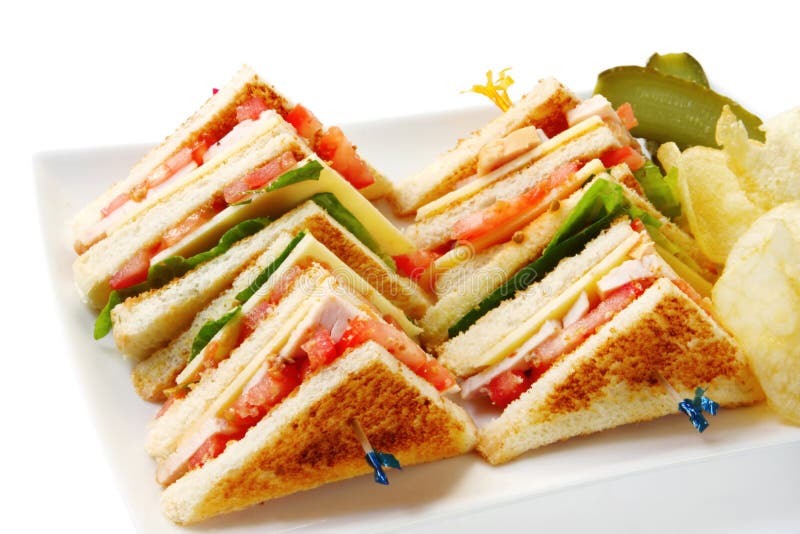 Club Sandwiches stock image. Image of sandwich, dill, food - 6264837
