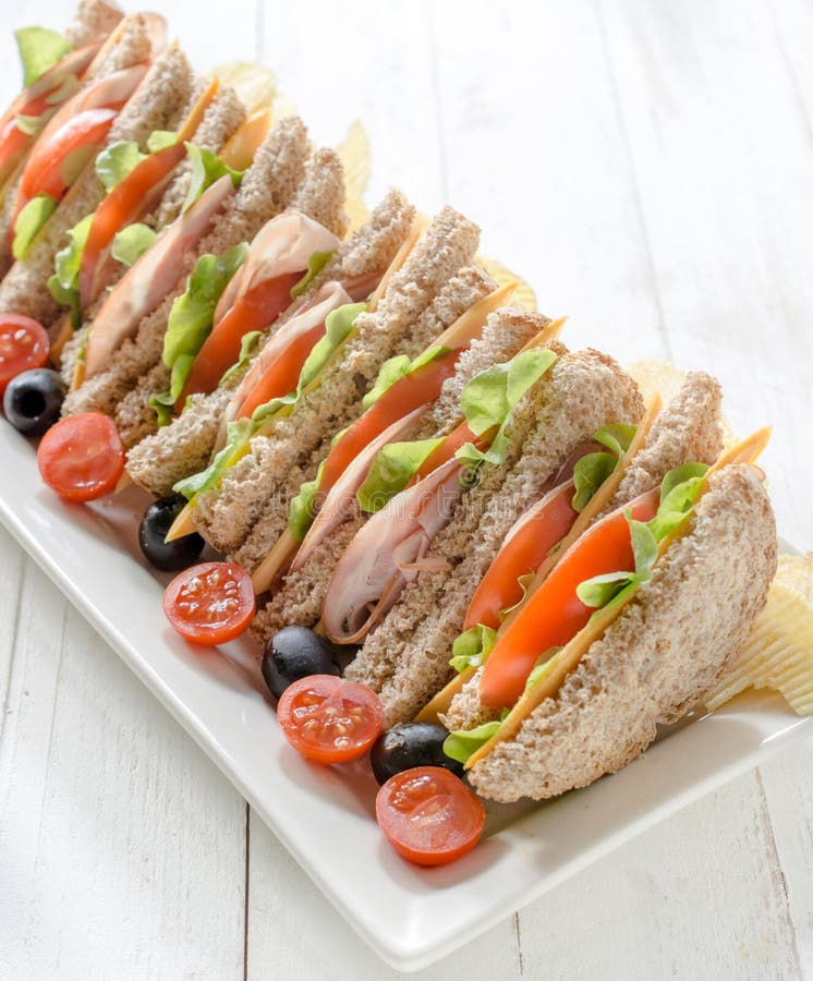 Club Sandwiches stock photo. Image of cafe, served, food - 55925282