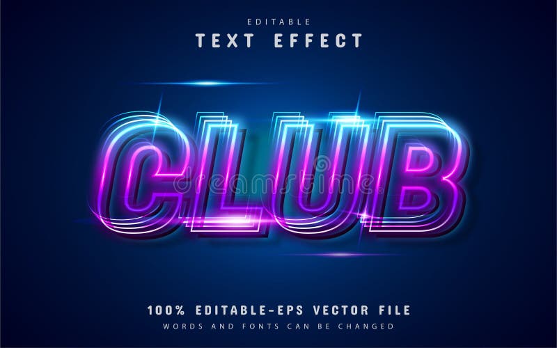 Club Text Effect Neon Style Stock Vector - Illustration of vector, tube ...