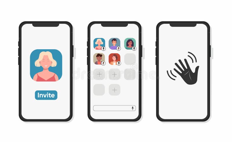Clubhouse App Drop-in Audio Chat Interface. Vector Application Template ...