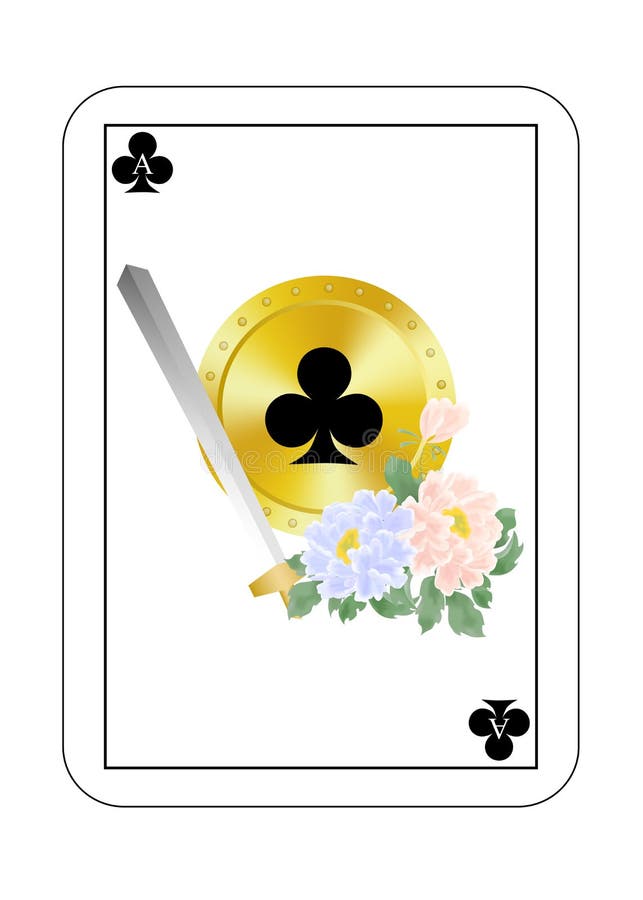 Playing Card - Ace Of Flowers Stock Illustration - Illustration of ...