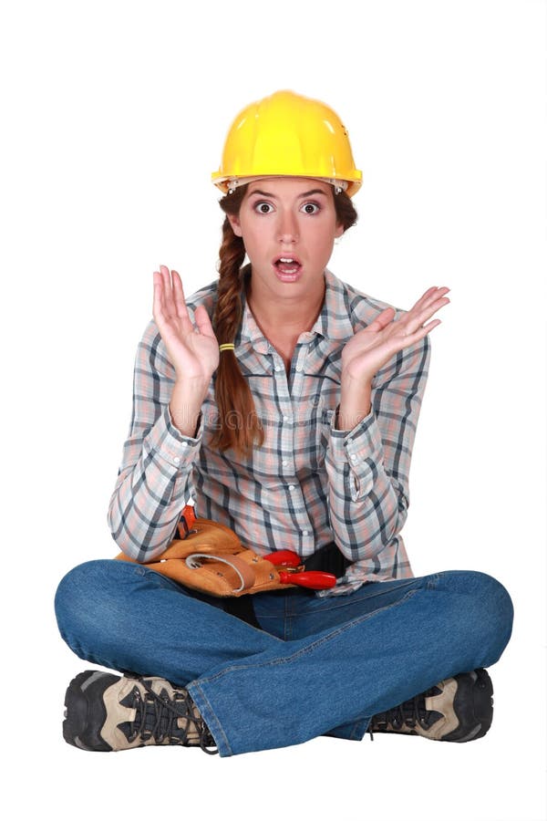 A Clueless Construction Worker. Stock Image - Image of hands ...