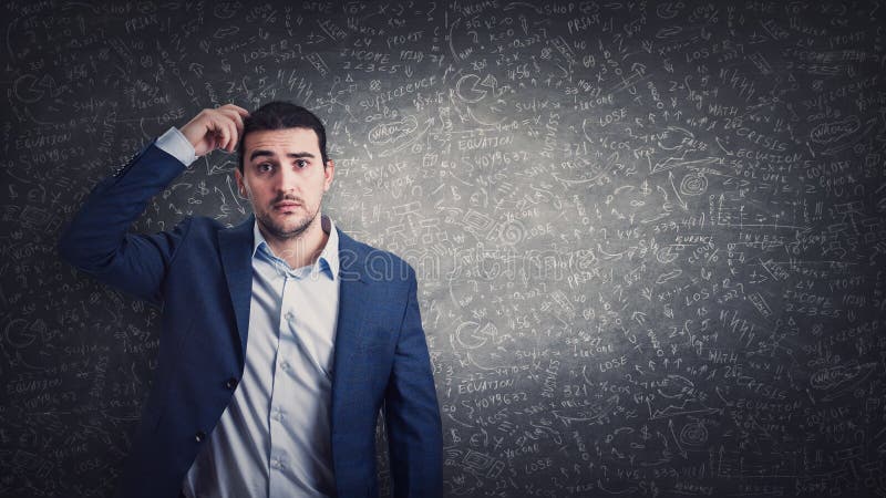 Clueless and Pensive Businessman Scratching His Head Thinking for ...