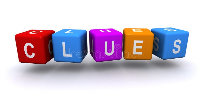 Clues word block on white stock illustration. Illustration of element ...