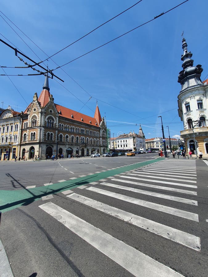 Cluj Napoca city center editorial stock image. Image of walkway - 222768074