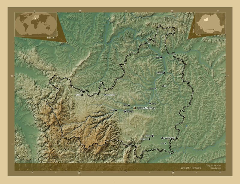 Cluj, Romania. Physical. Labelled Points of Cities Stock Illustration ...