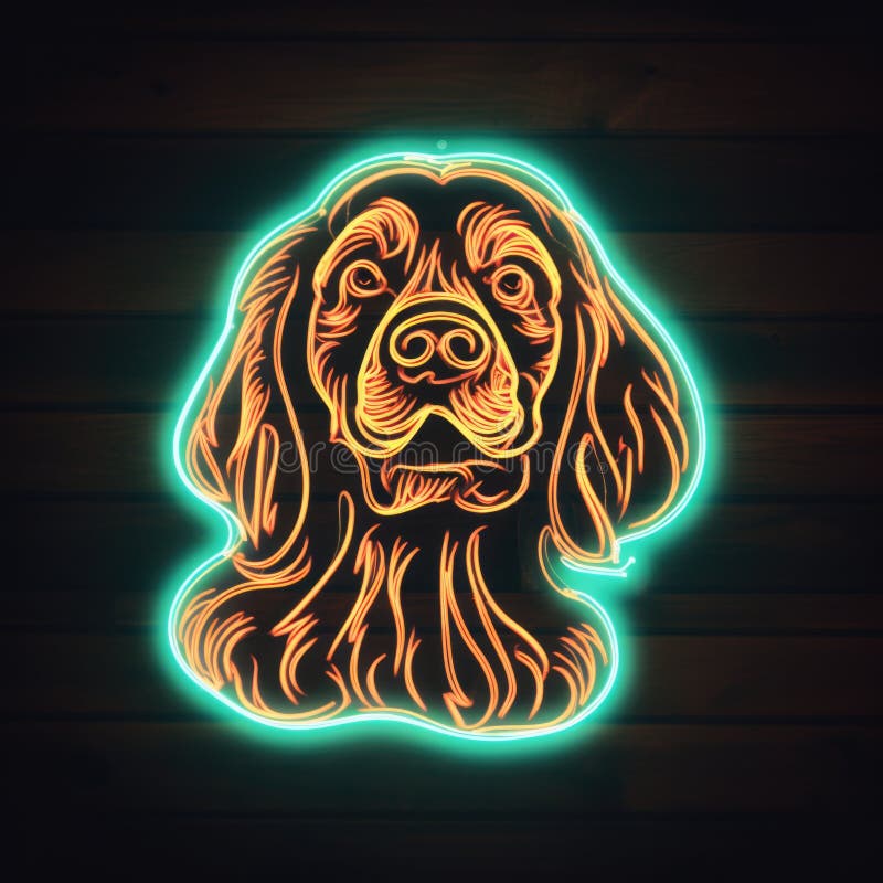 Clumber Spaniel. Neon Outline Icon with a Light Effect Stock ...