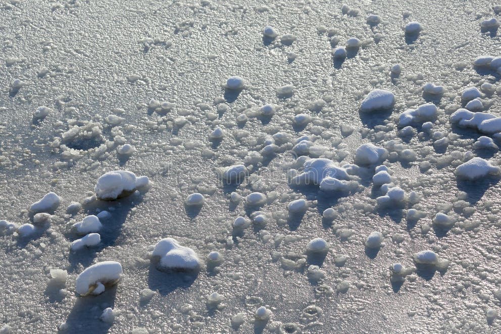 Clumps of snow on the ice stock image. Image of winter - 108534699