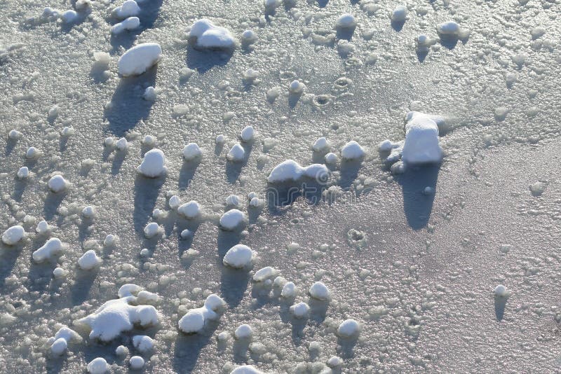 Clumps of snow on the ice stock photo. Image of freeze - 111604568