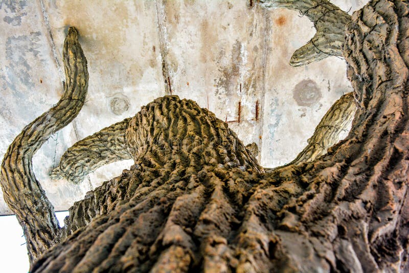 Clumsy Artificial Tree Supports Roof Like Decorative Pillar, Column ...