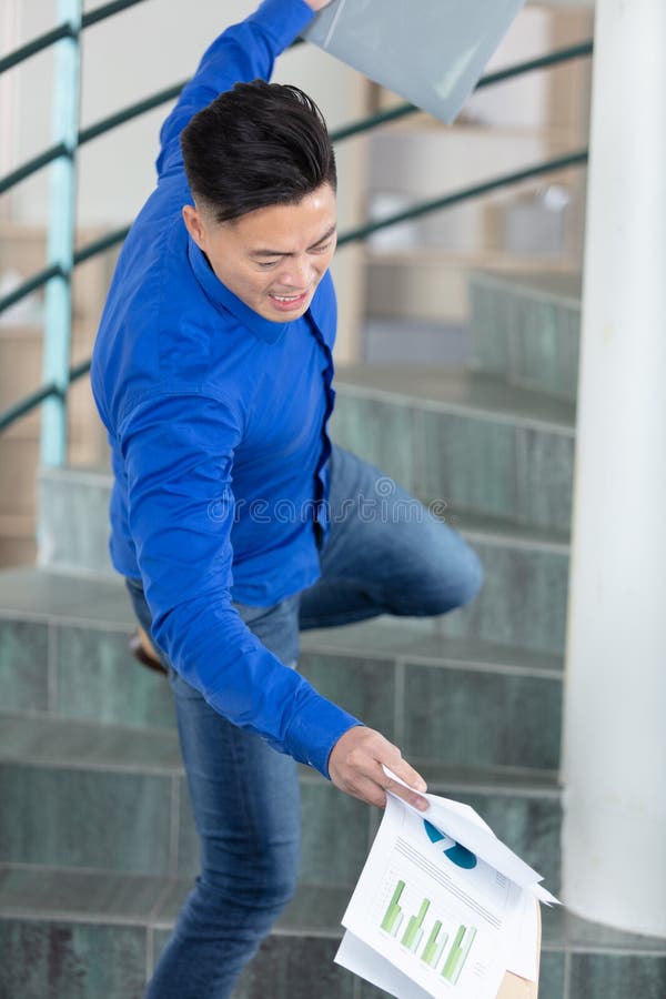 Clumsy Business Man Falling Down Stairs Stock Photo - Image of young ...