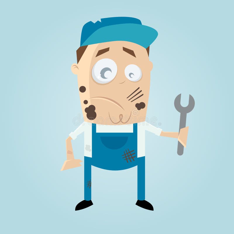 Clumsy cartoon mechanic stock vector. Illustration of clipart - 32003358