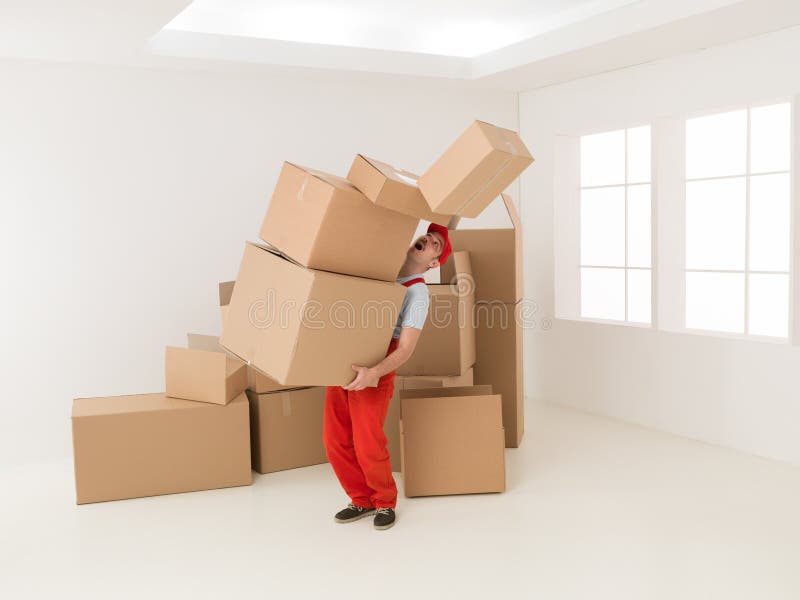 Man Holding Some Heavy Stack Cardboard Boxes Stock Photos - Free ...