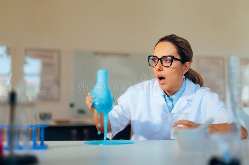 Chemist Mixing Substances Making a Messy Mistake in the Lab Stock Photo ...