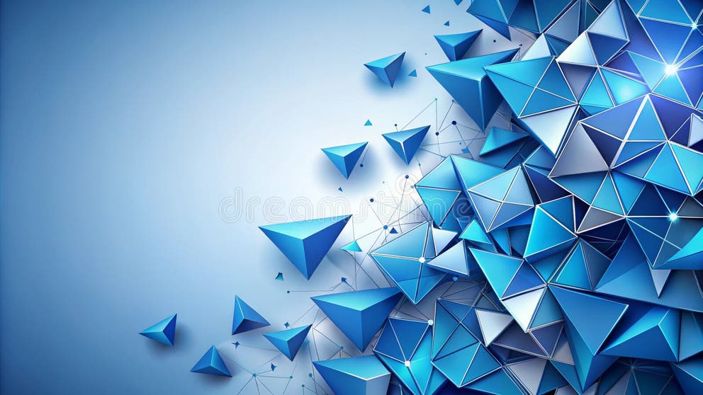 Abstract Blue Geometric Shapes Cluster Isolated on White Background ...