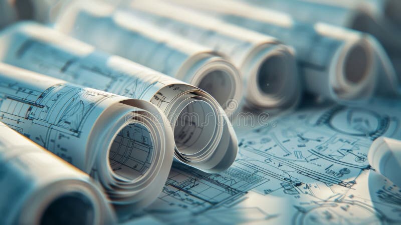 A Cluster of Architectural Blueprints.AI Generated Image Stock Photo ...